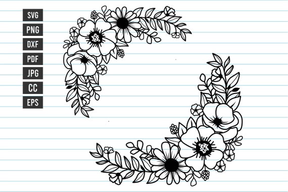 Flower Border Svg Flower Svg Floral Corner Svg Floral | Etsy