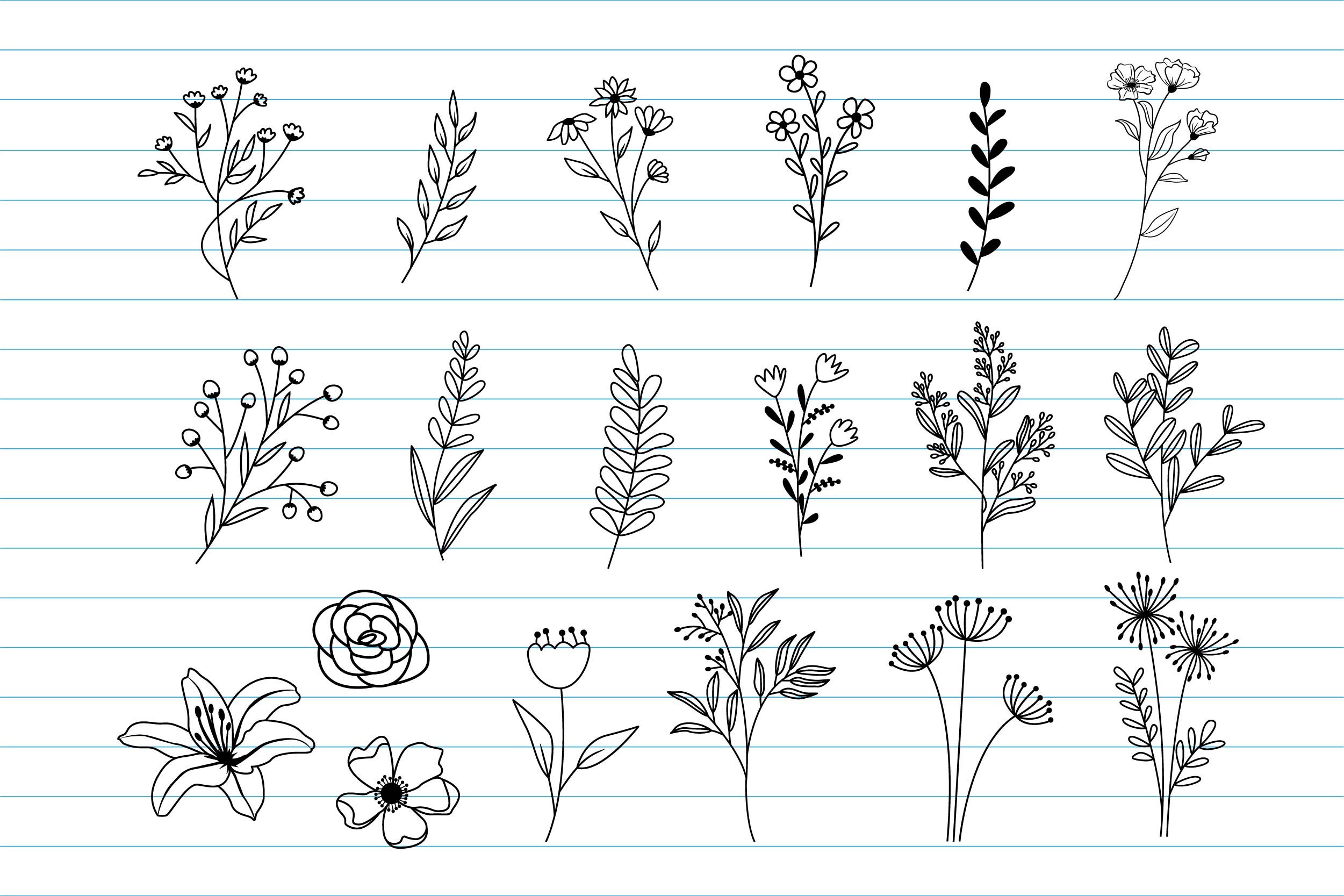 Wildflower Svg Flower Svg Flower Elements Svg Flower Bundle - Etsy