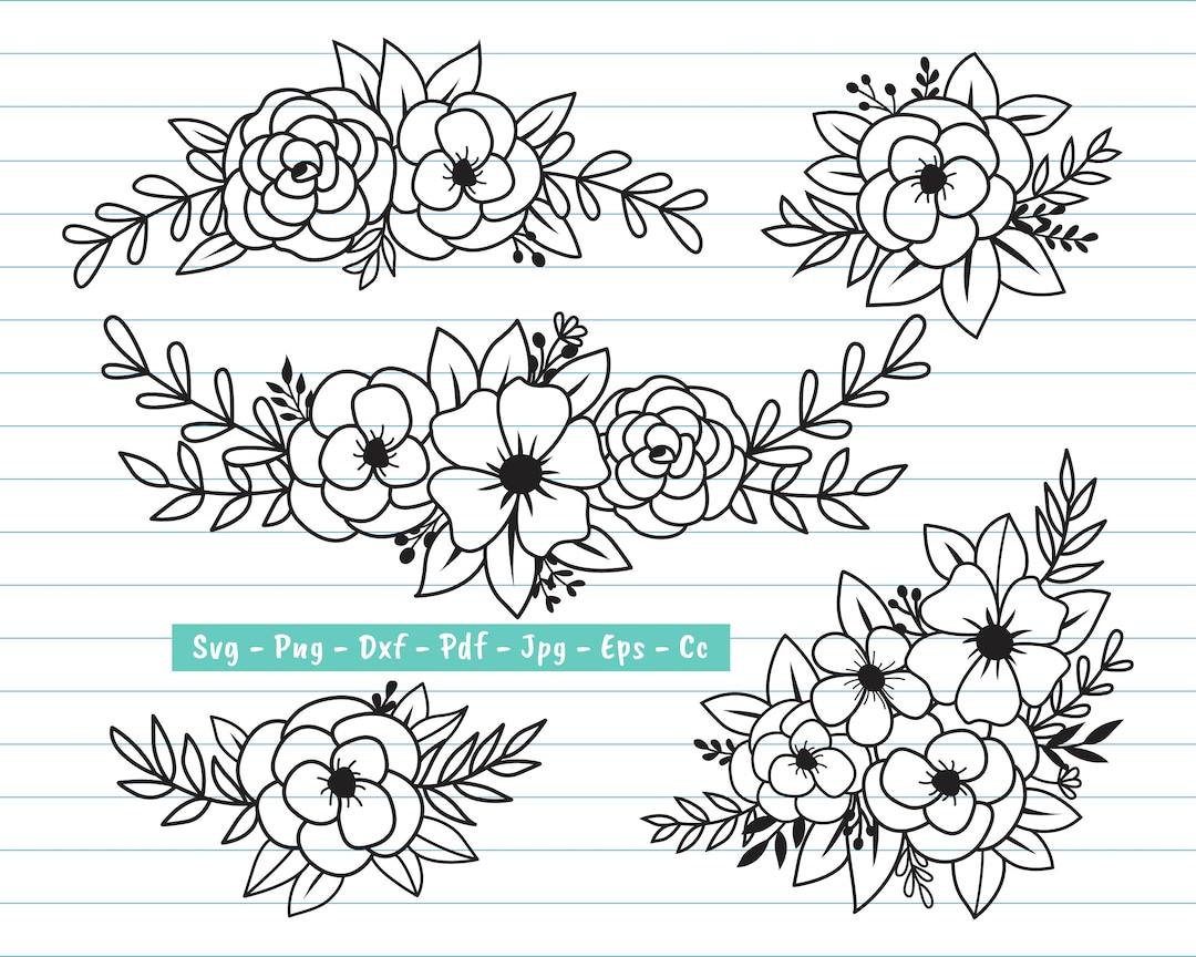 Floral Svg, Floral Svg Bundle, Flower Svg Cut Files, Flower Corner ...