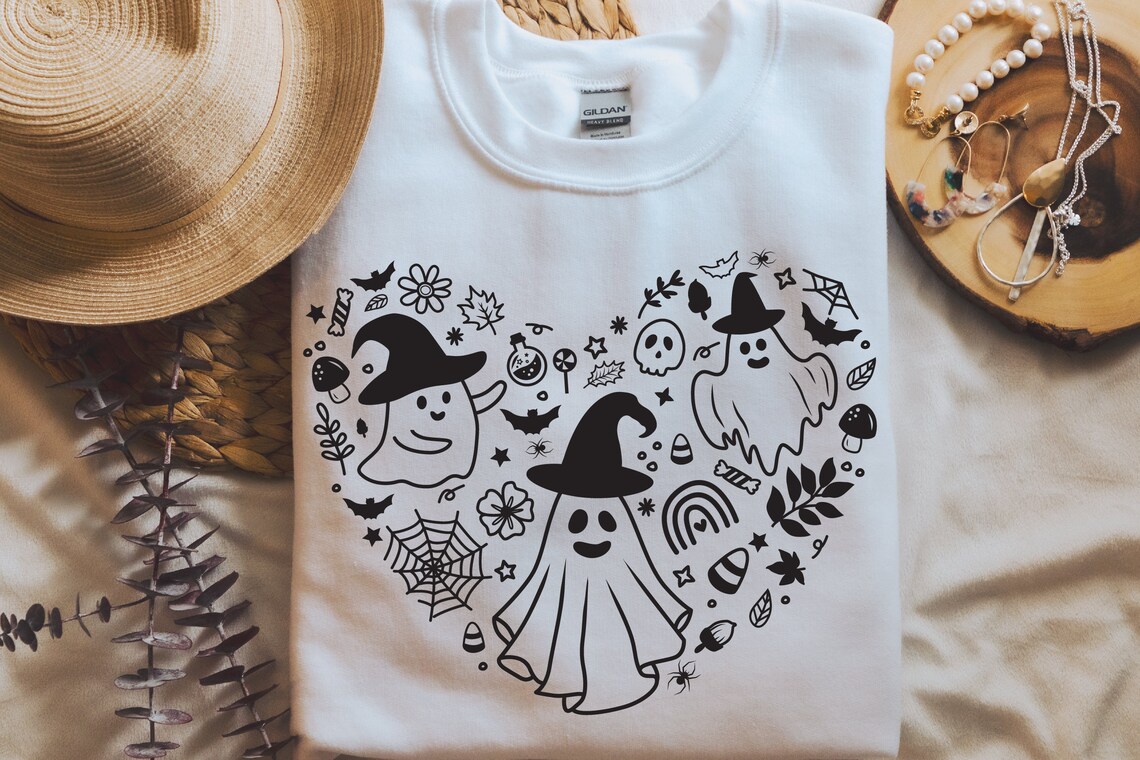 Halloween Svg Halloween Heart Svg Halloween Shirt Svg Ghost - Etsy