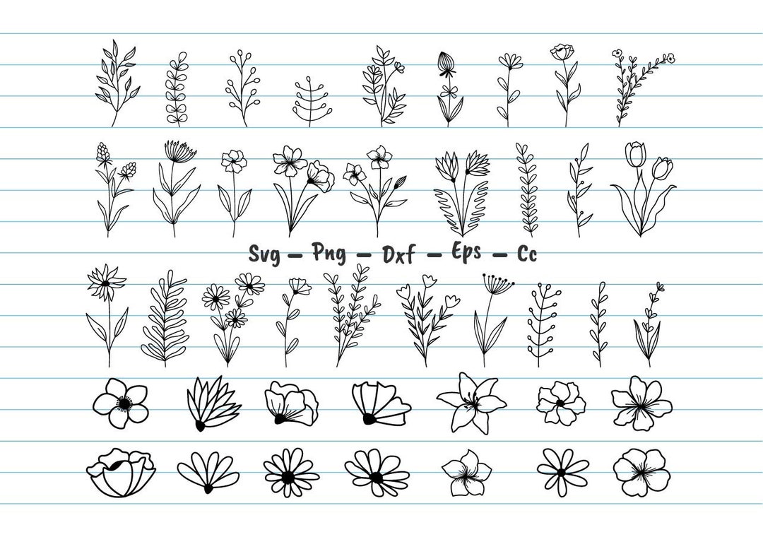 Hand Drawn Flower SVG: Botanical Floral Cut Files (digital Download) - Etsy