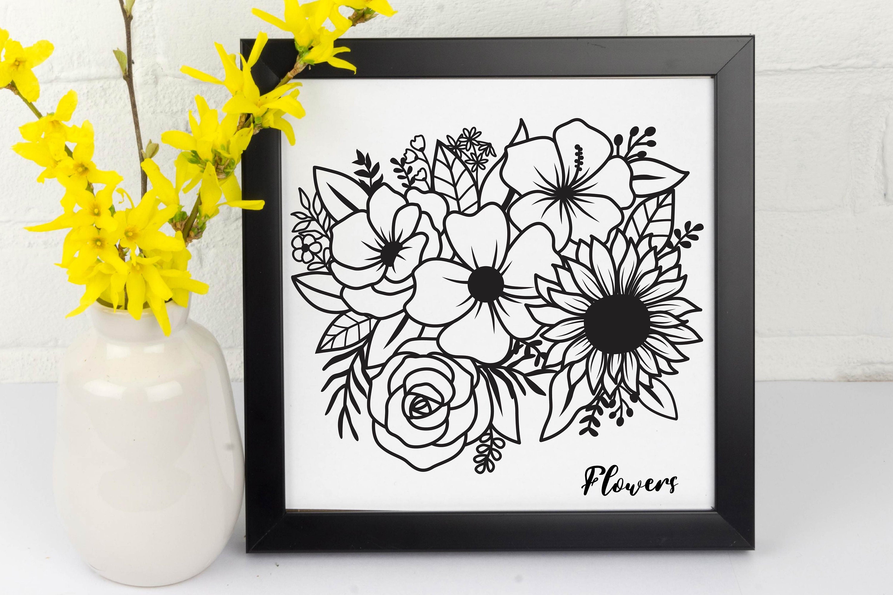 Flowers Svg Files, Floral Svg Files, Flower Svg, Flower Border Svg ...