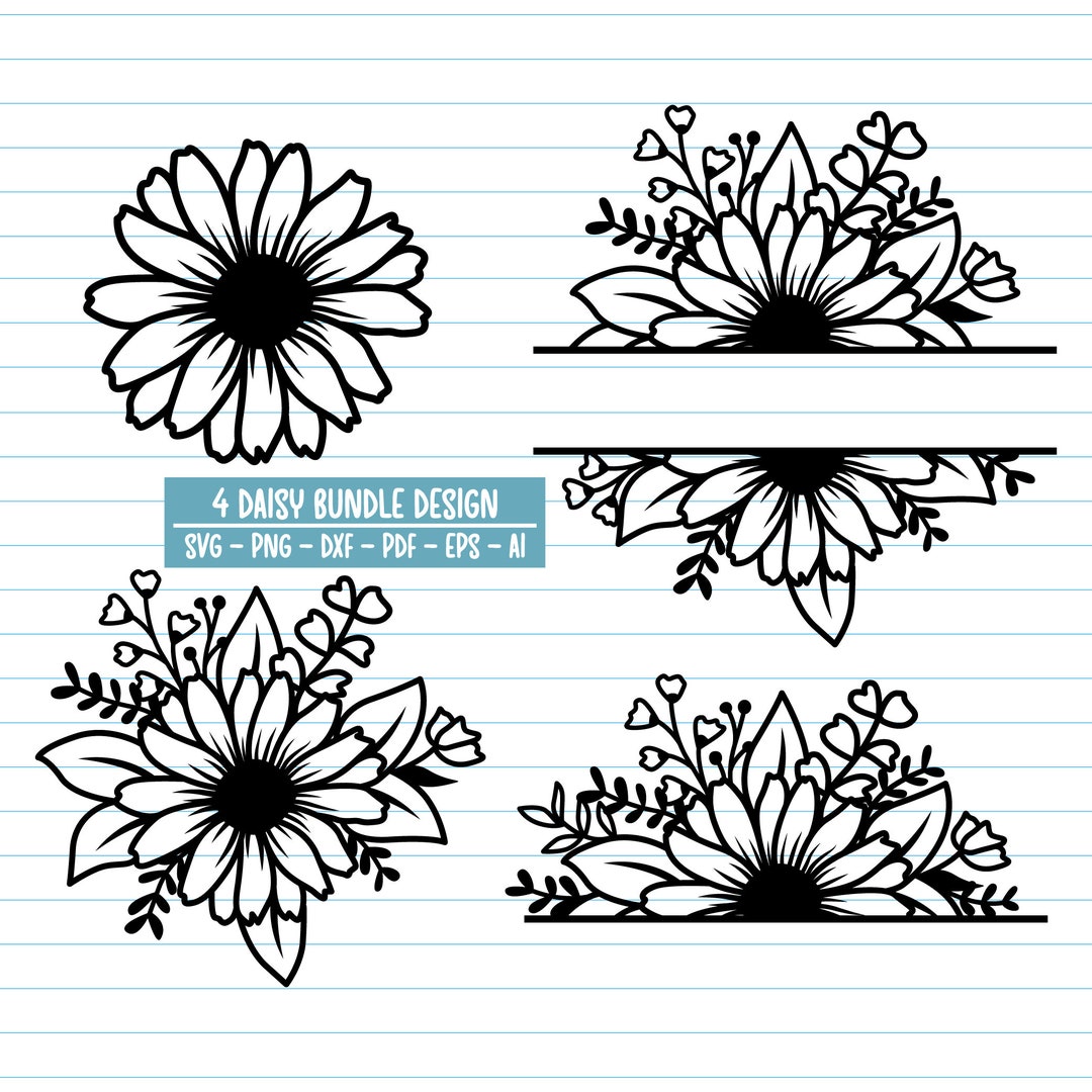 Daisy Svg, Daisy Svg Bundle, Split Daisy Svg,flower Split Monogram Svg ...