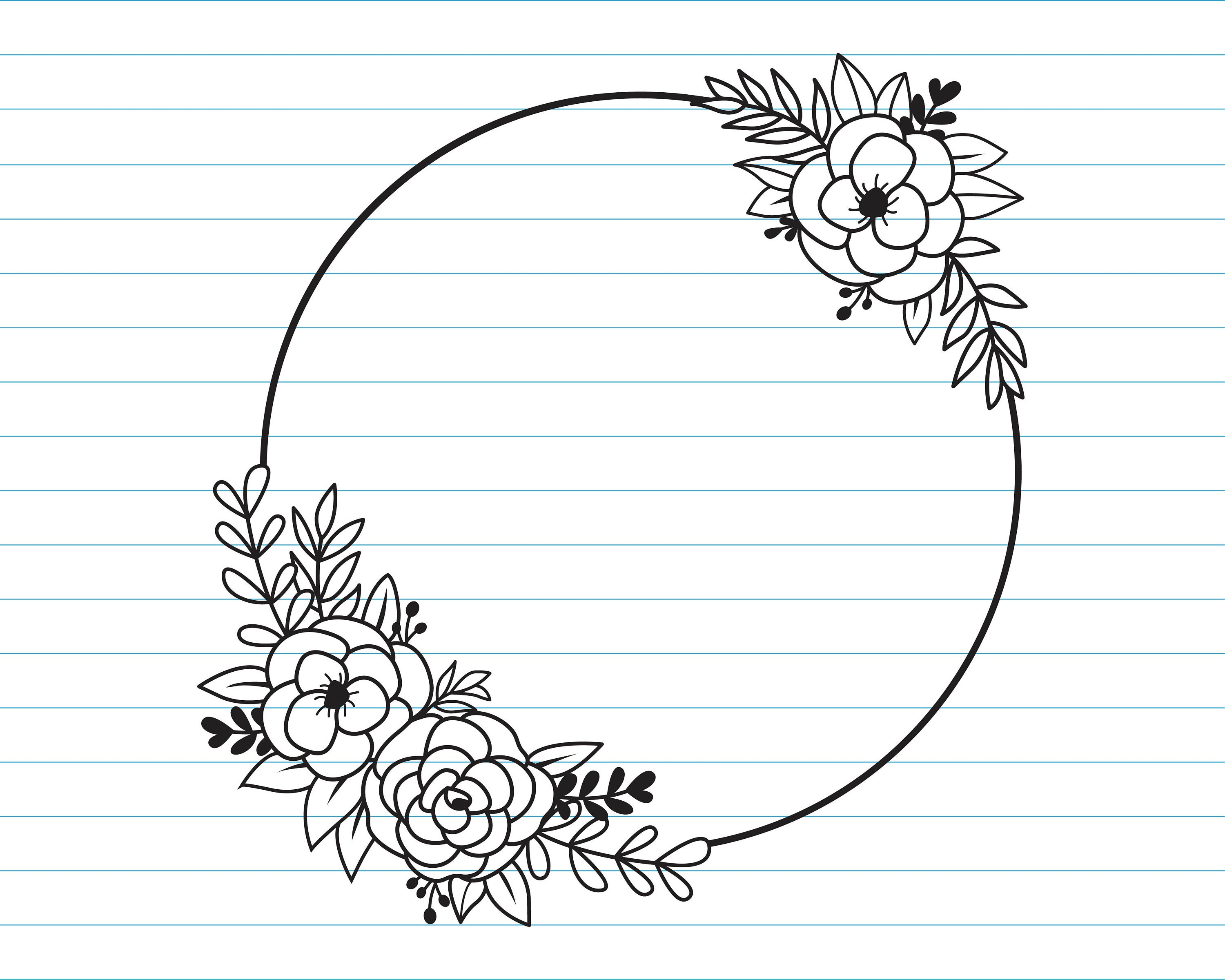Flower Frame Svg Flower Cricle Svg Round Flower Frame - Etsy