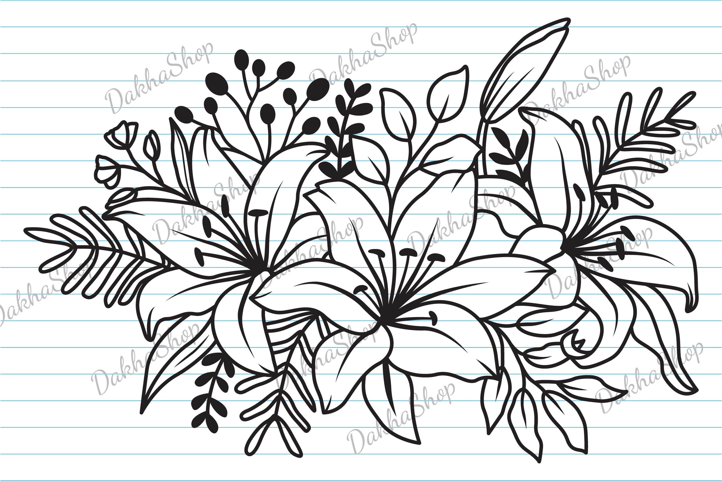 Lily Svg Flower Svg Files Lily Flower Svg Flower Bouquet | Etsy