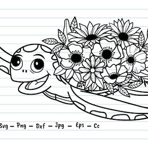 Turtle Flower Svg, Flower Turtle Svg File, Turtle Flower Svg Files for ...