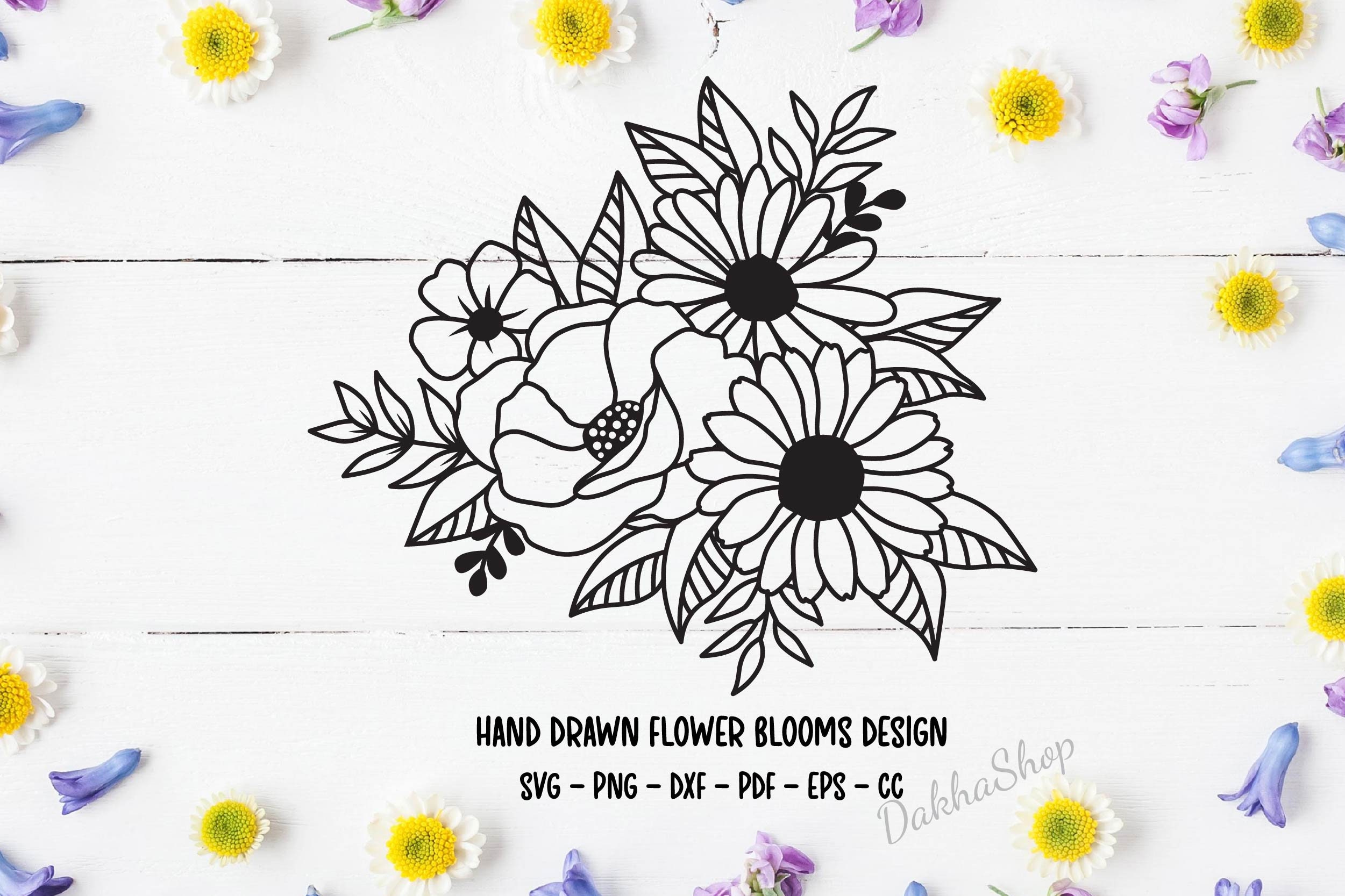 Flower Svg Files Floral Svg Flower Bouquet Svg Flower Svg - Etsy