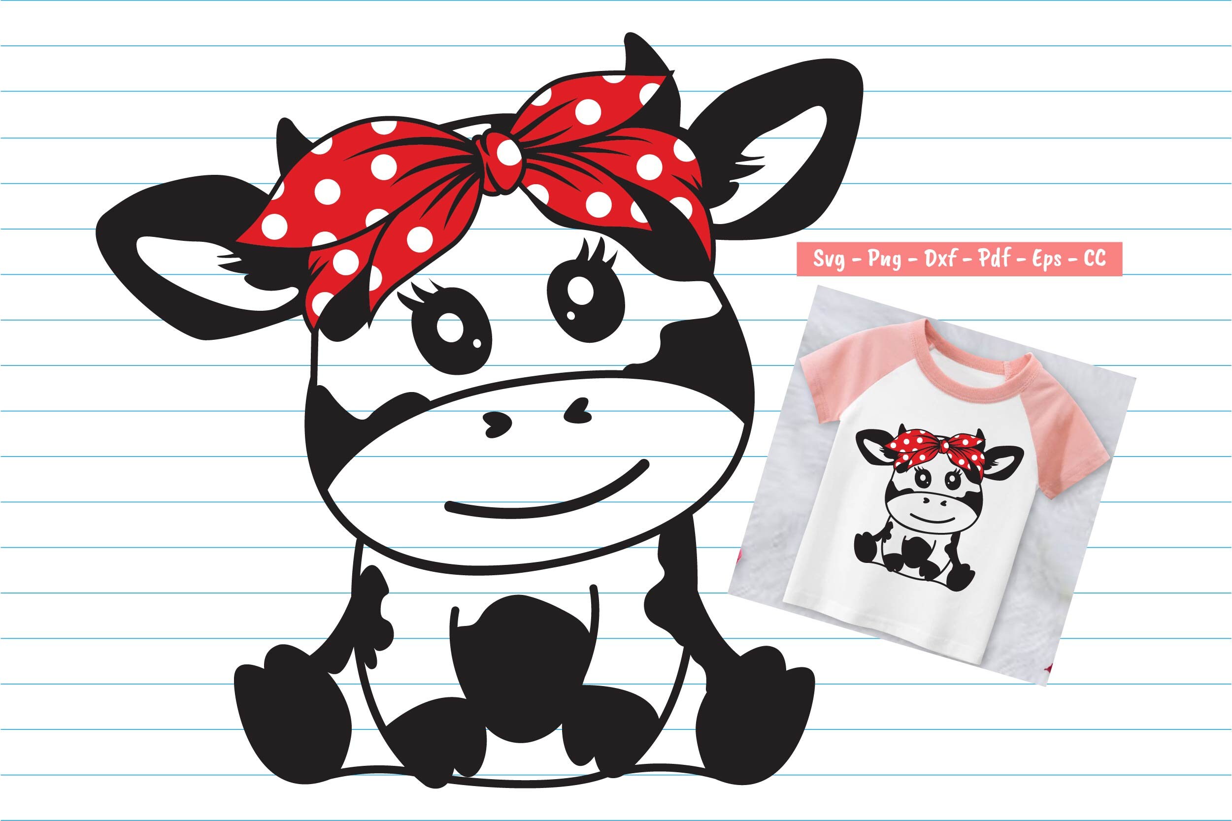 Cow Svg Files Cow Babdana Svg Baby Cow With Bandana Baby - Etsy