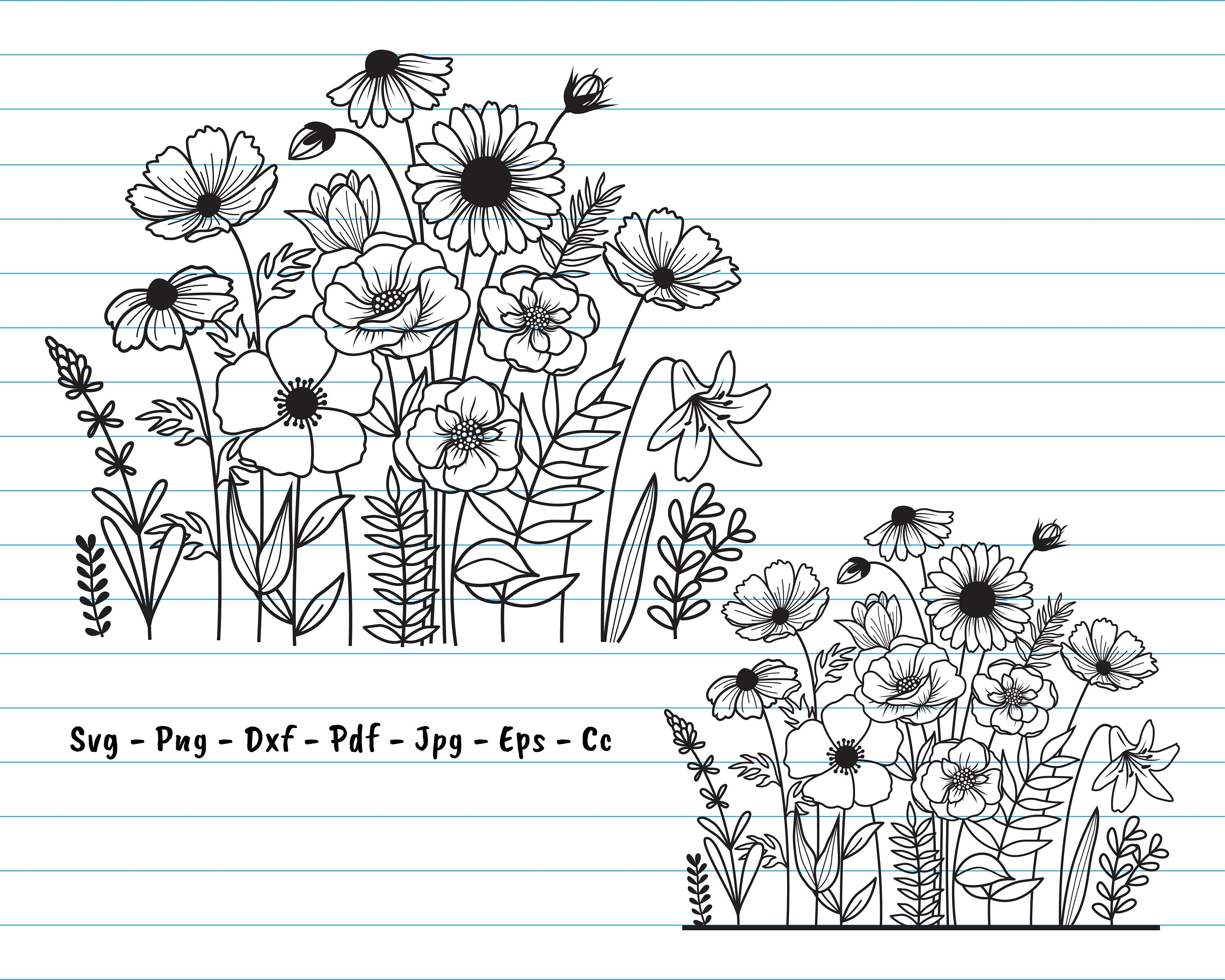 Flower Svg Wildflower Border Svg Wild Flower Svg Floral Svg - Etsy Canada