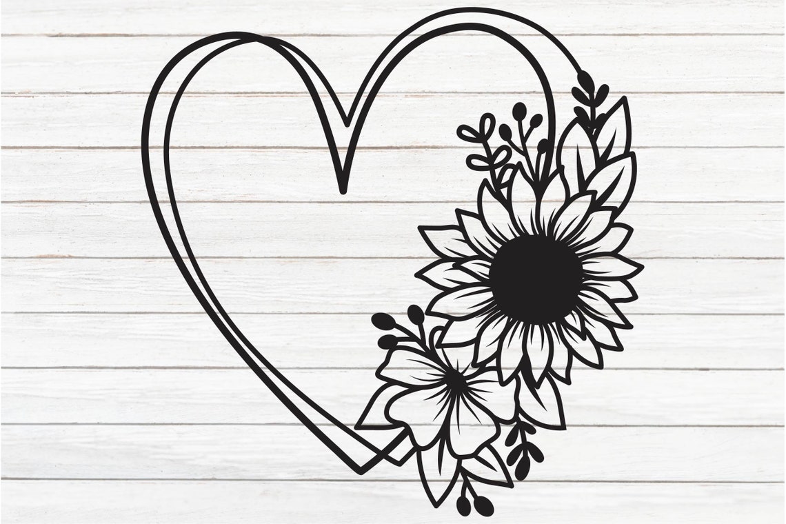 Flower Heart Svg Heart Svg Heart Flower Svg Sunflower Svg - Etsy