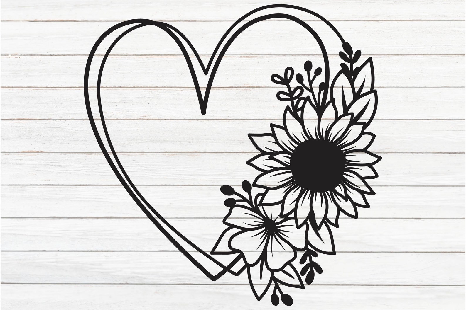 Flower Heart Svg Heart Svg Heart Flower Svg Sunflower Svg - Etsy