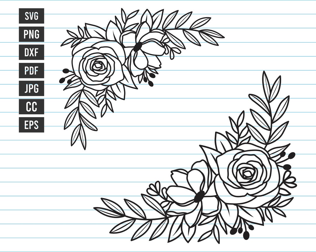 Flower Svg Files, Flower Border Svg, Floral Border Svg, Floral Wedding ...