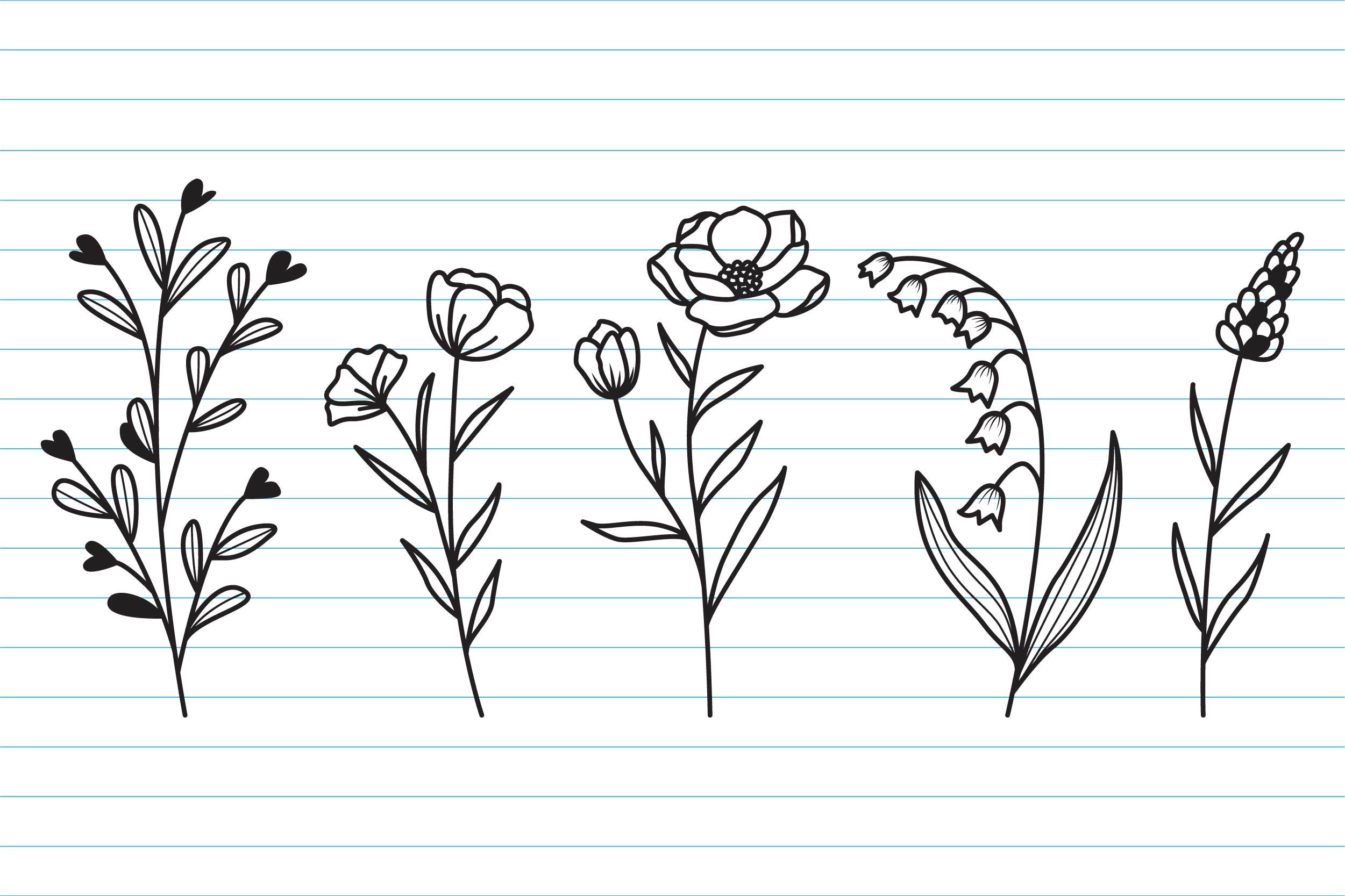 Flower Svg Files Floral Svg Wildflower Svg Files Floral | Etsy