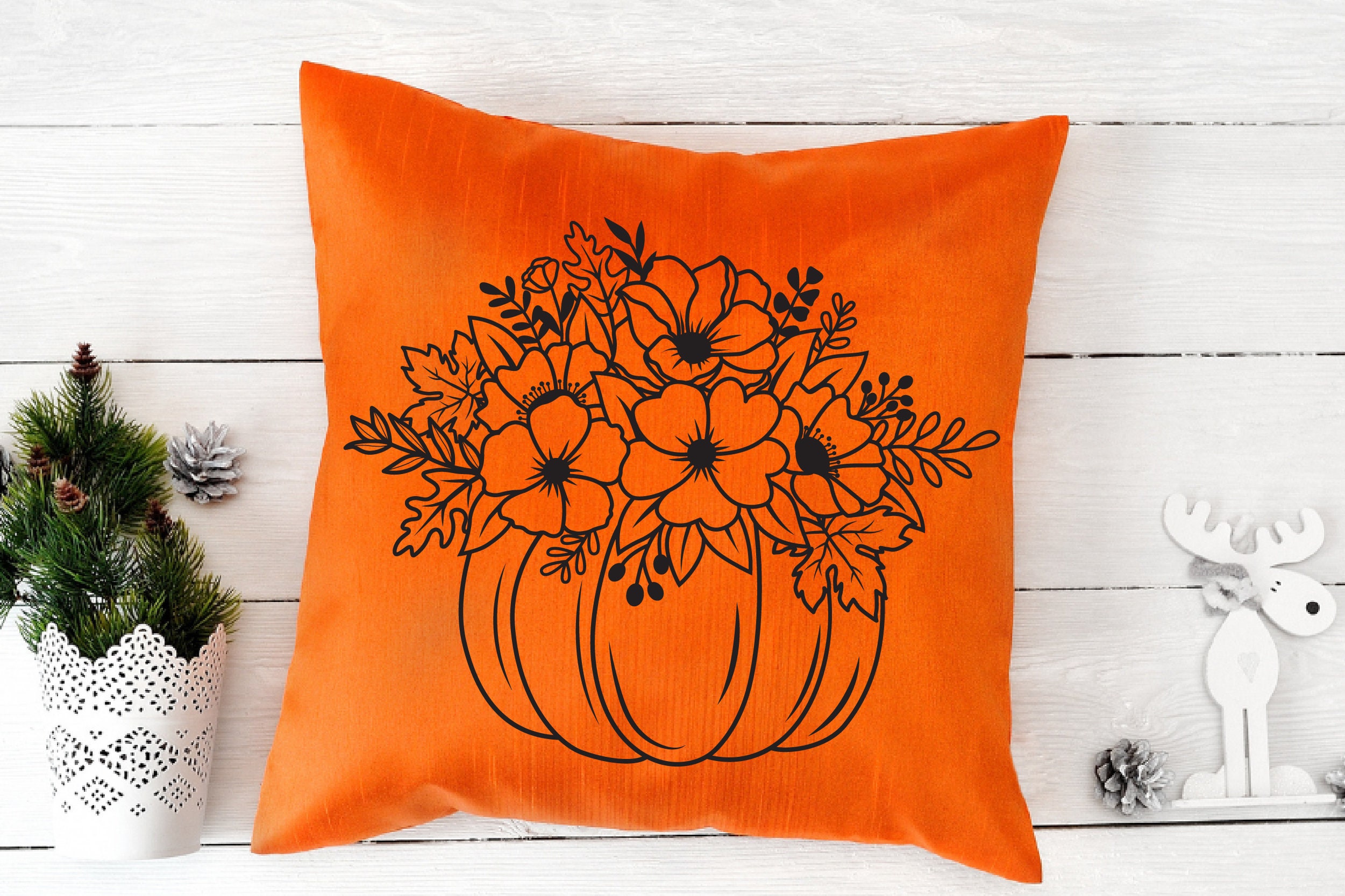 Floral Pumpkin Svg Files Pumpkin Svg Flower Pumpkin Svg - Etsy
