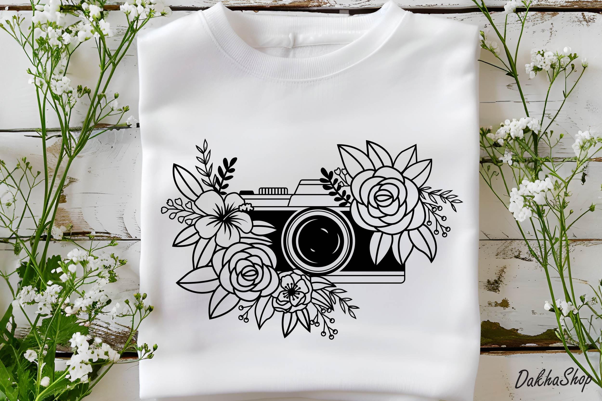 Camera Svg Files, Camera Flowers Svg, Flower Svg, Photo Camera, Floral ...