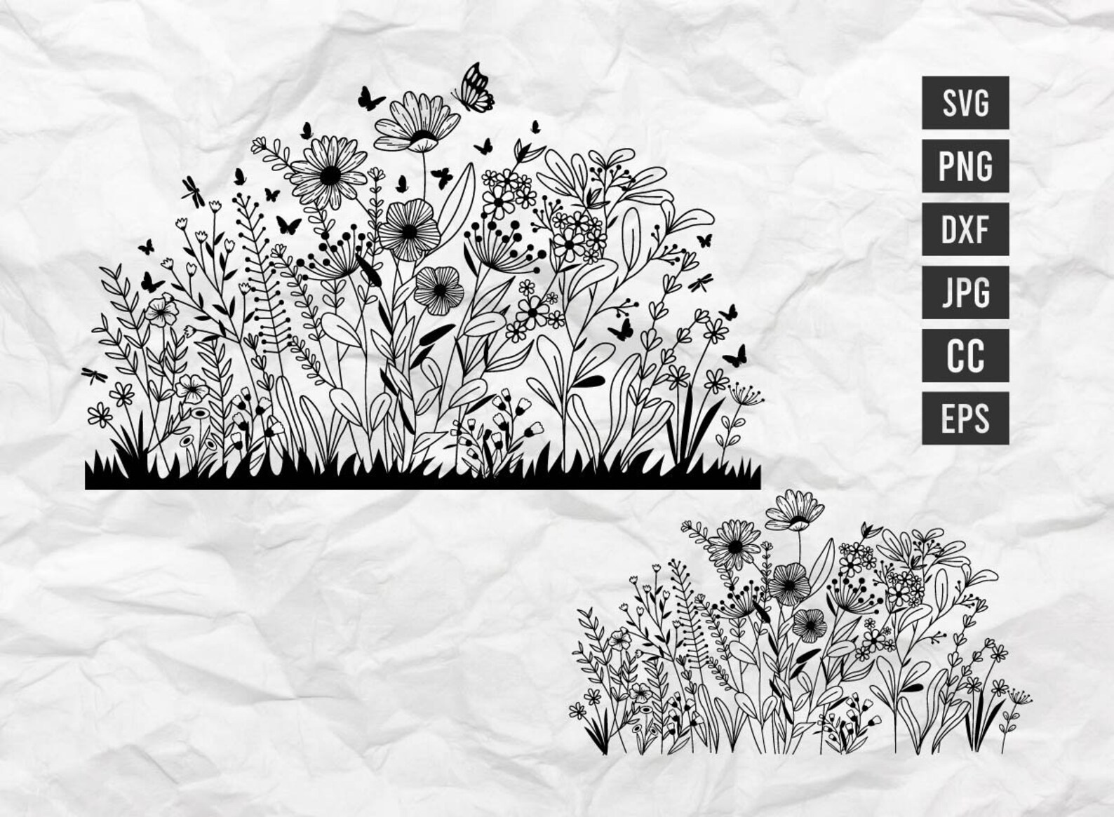 Flower Svg, Wildflower Svg Files, Flower Decoration, Flower, Butterfly ...