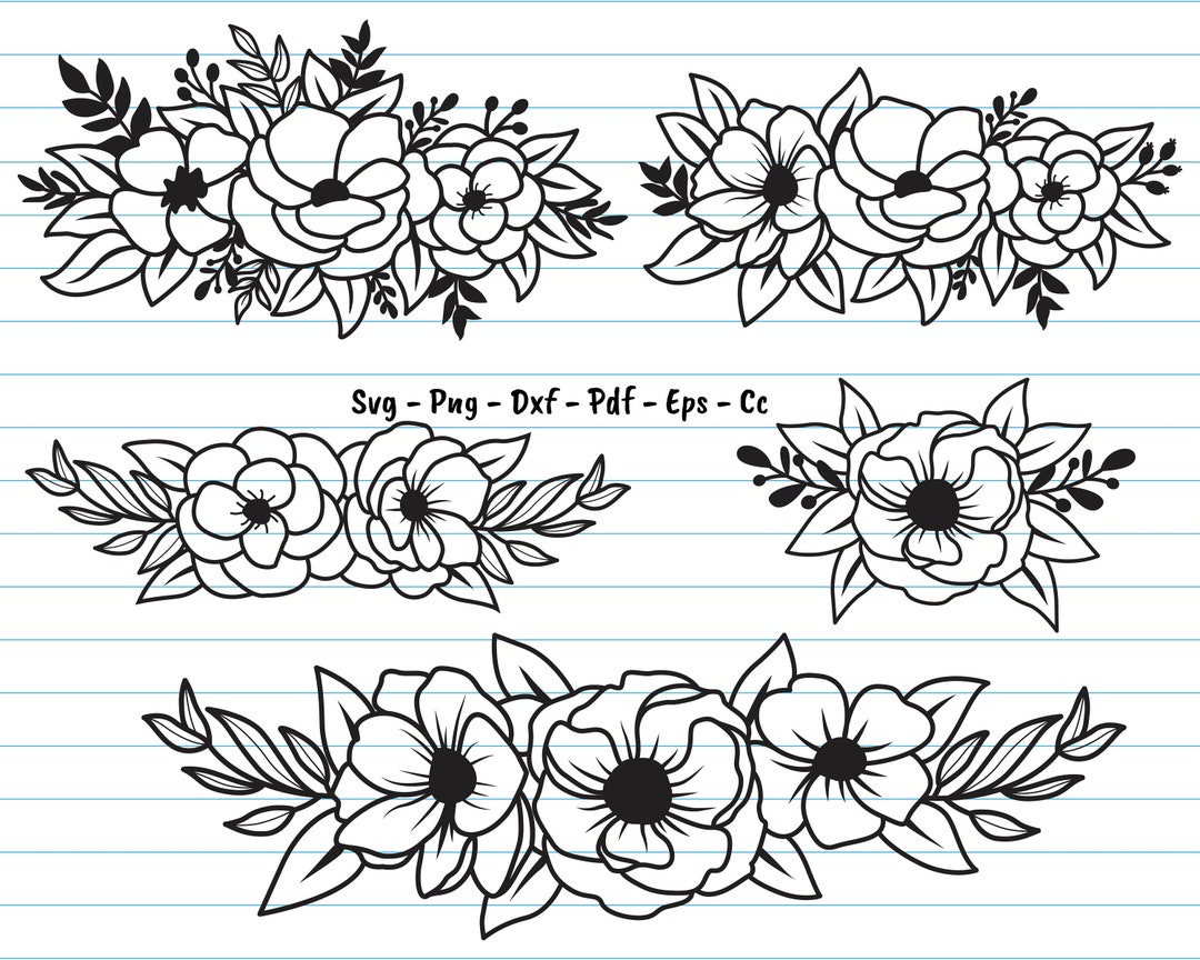 Flower Svg Bundle, Flower Svg, Flower Svg Files, Flower Border Svg ...