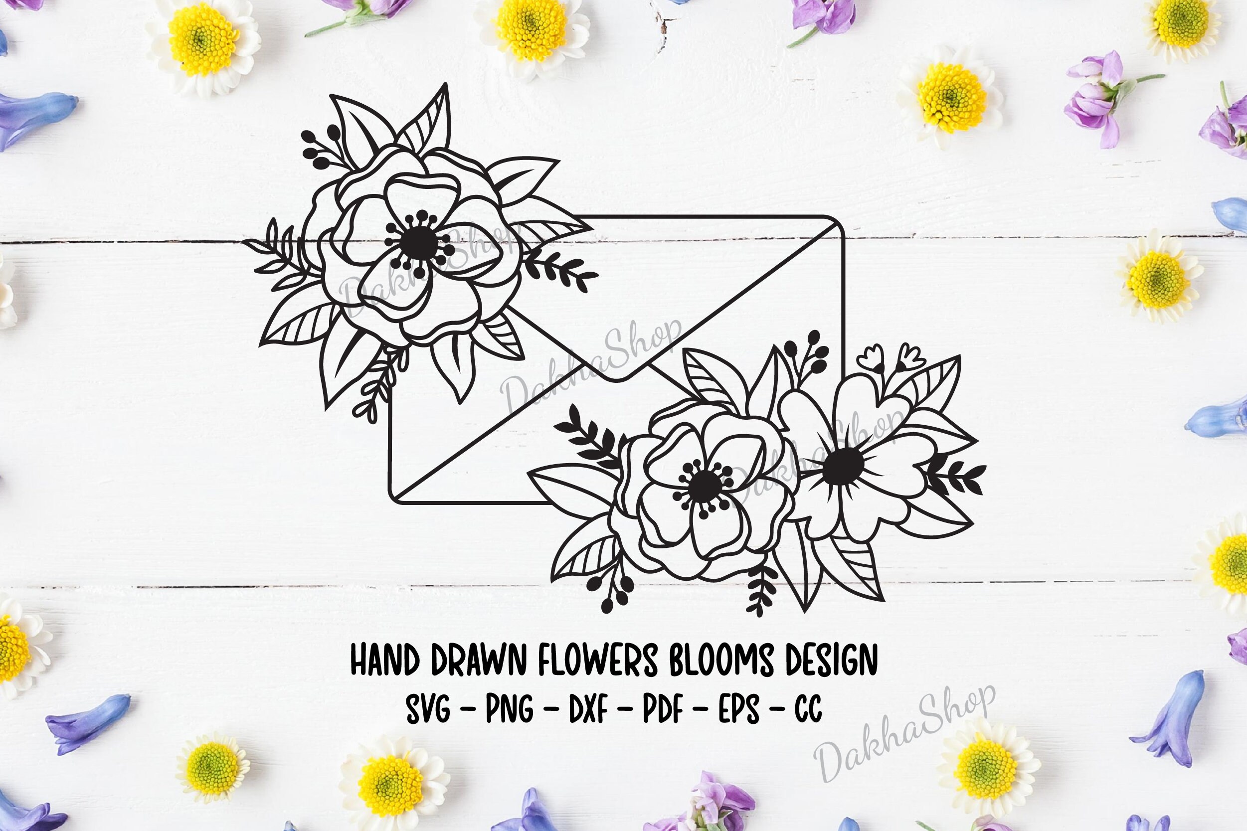 Flower Envelope Svg, Flower Svg, Floral Envelope Svg, Flower Clipart ...