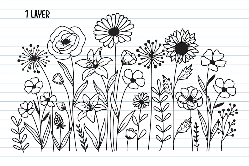 4 Flower Svg Bundle Wildflower Svg Flower Meadow Svg - Etsy