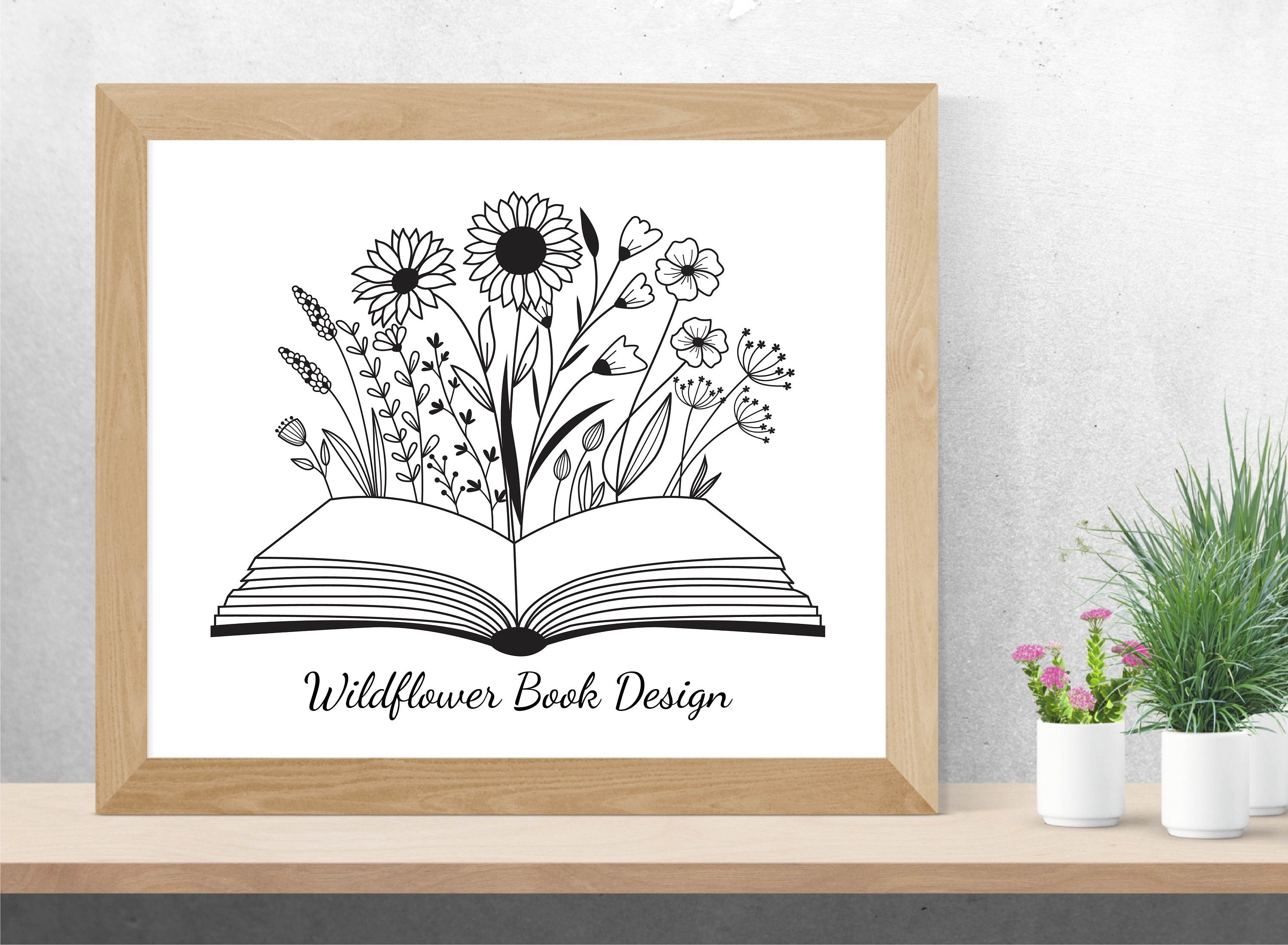 Flower Book Svg Book With Flower Book Lover Svg Wildflower - Etsy