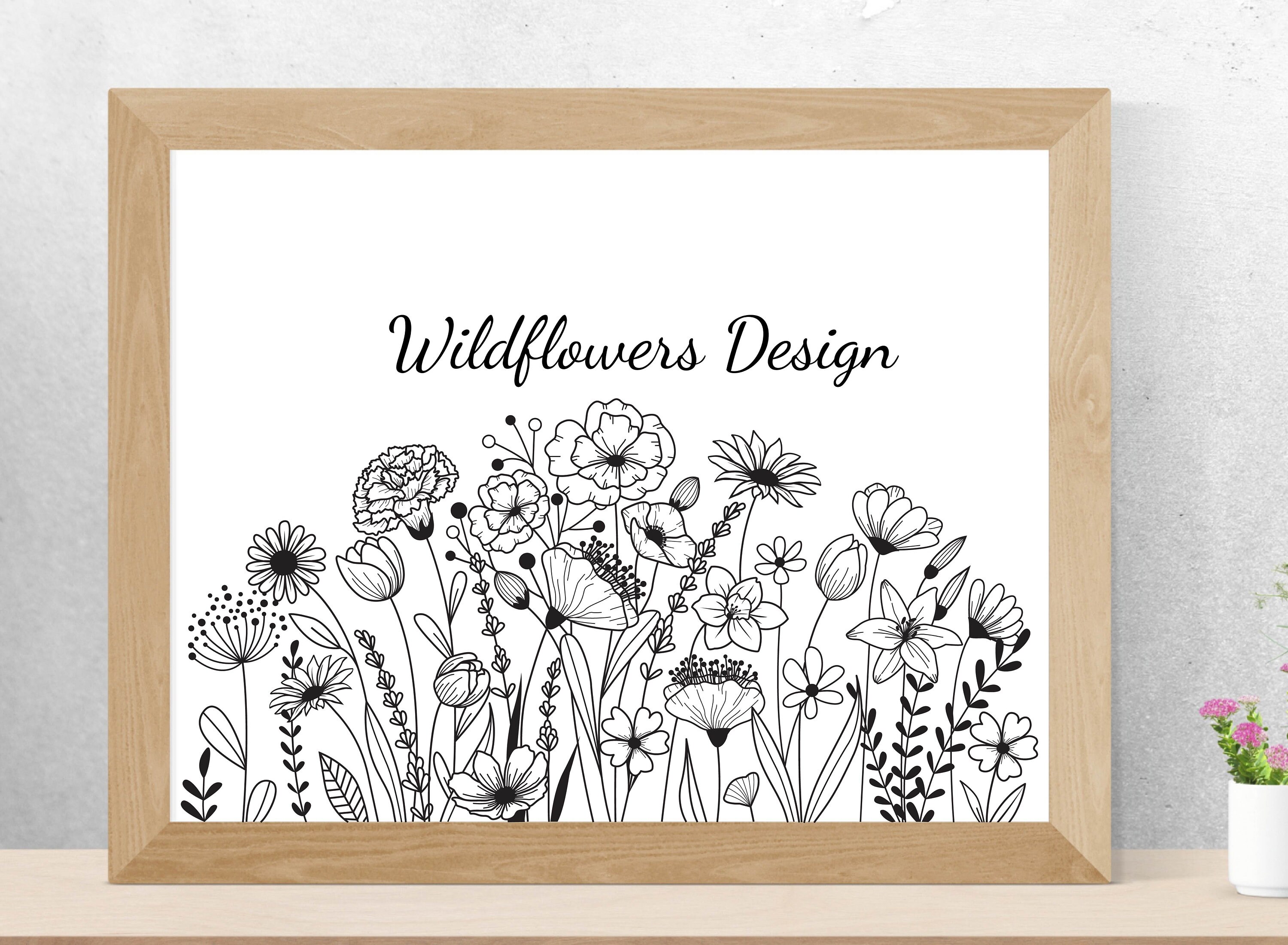 Flower Svg Wildflower Svg Hand Drawn Blooming Wildflower - Etsy