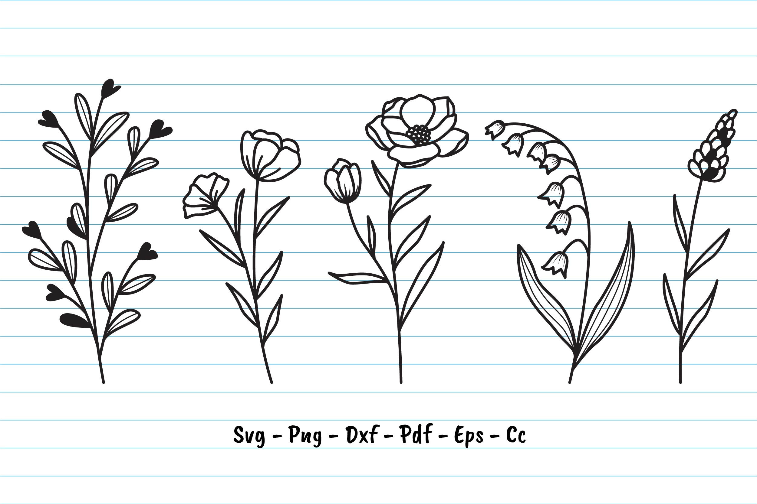 Flower Svg Files Floral Svg Wildflower Svg Files Floral | Etsy