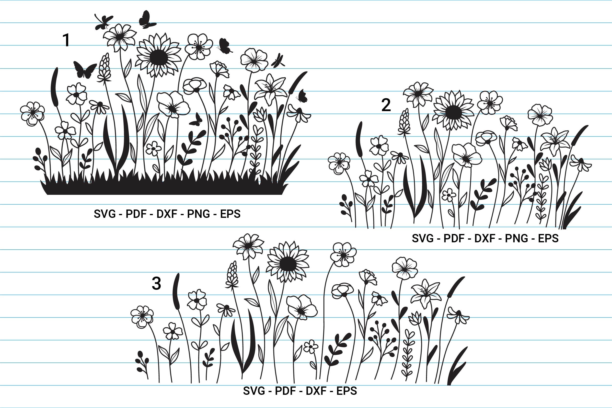 Flower Svg Files Wildflower Svg Hand Drawn Flower and - Etsy