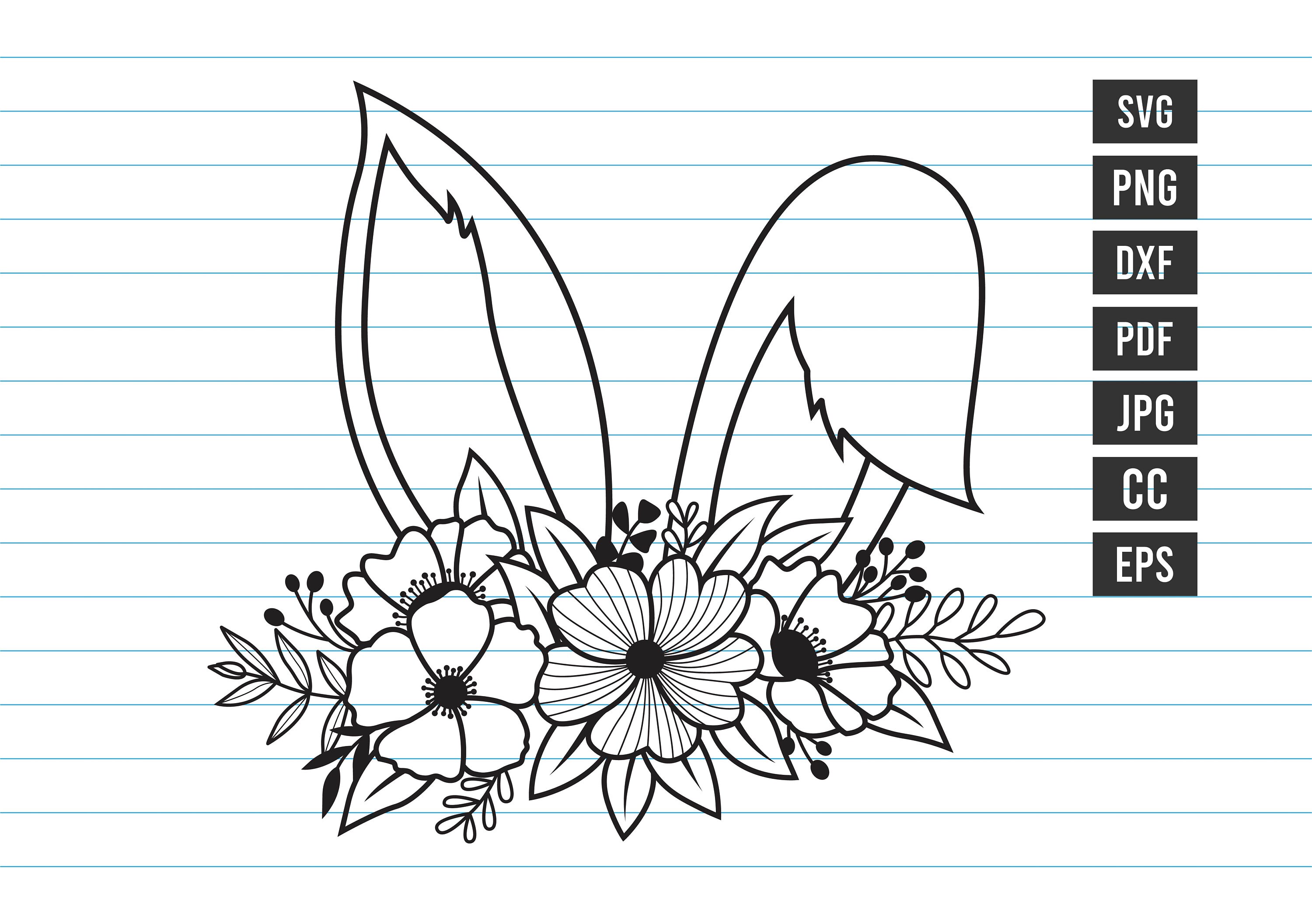 Rabbit Svg Rabbit Flower Svg Easter Rabbit Svg Rabbit Ears - Etsy