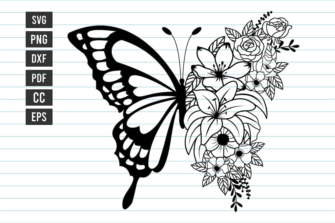 Butterfly Svg Floral Butterfly Svg Flower SVG Floral | Etsy