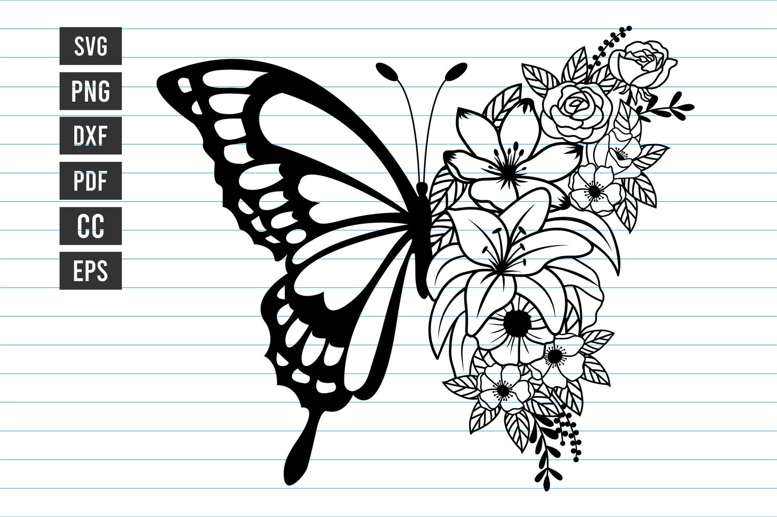 Butterfly Svg Floral Butterfly Svg Flower SVG Floral | Etsy