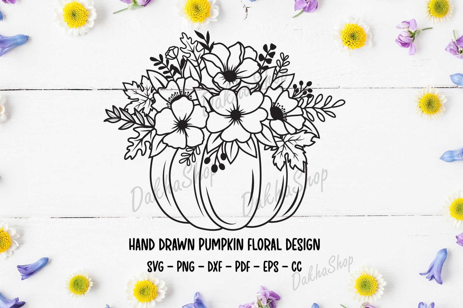 Floral Pumpkin Svg Files Pumpkin Svg Flower Pumpkin Svg - Etsy
