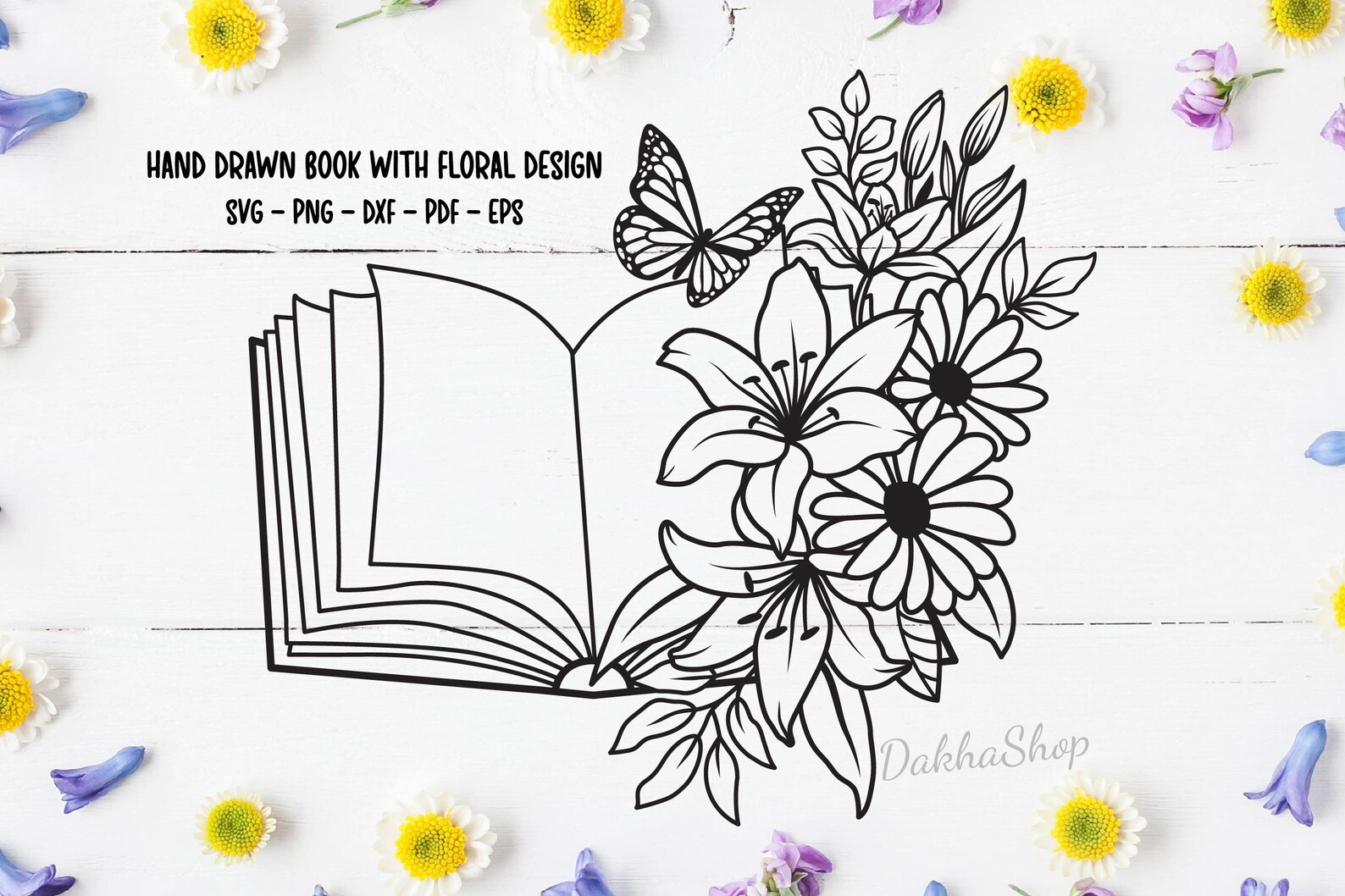 Book With Flowers Svg Flower Book Svg Floral Book Shirt Svg - Etsy