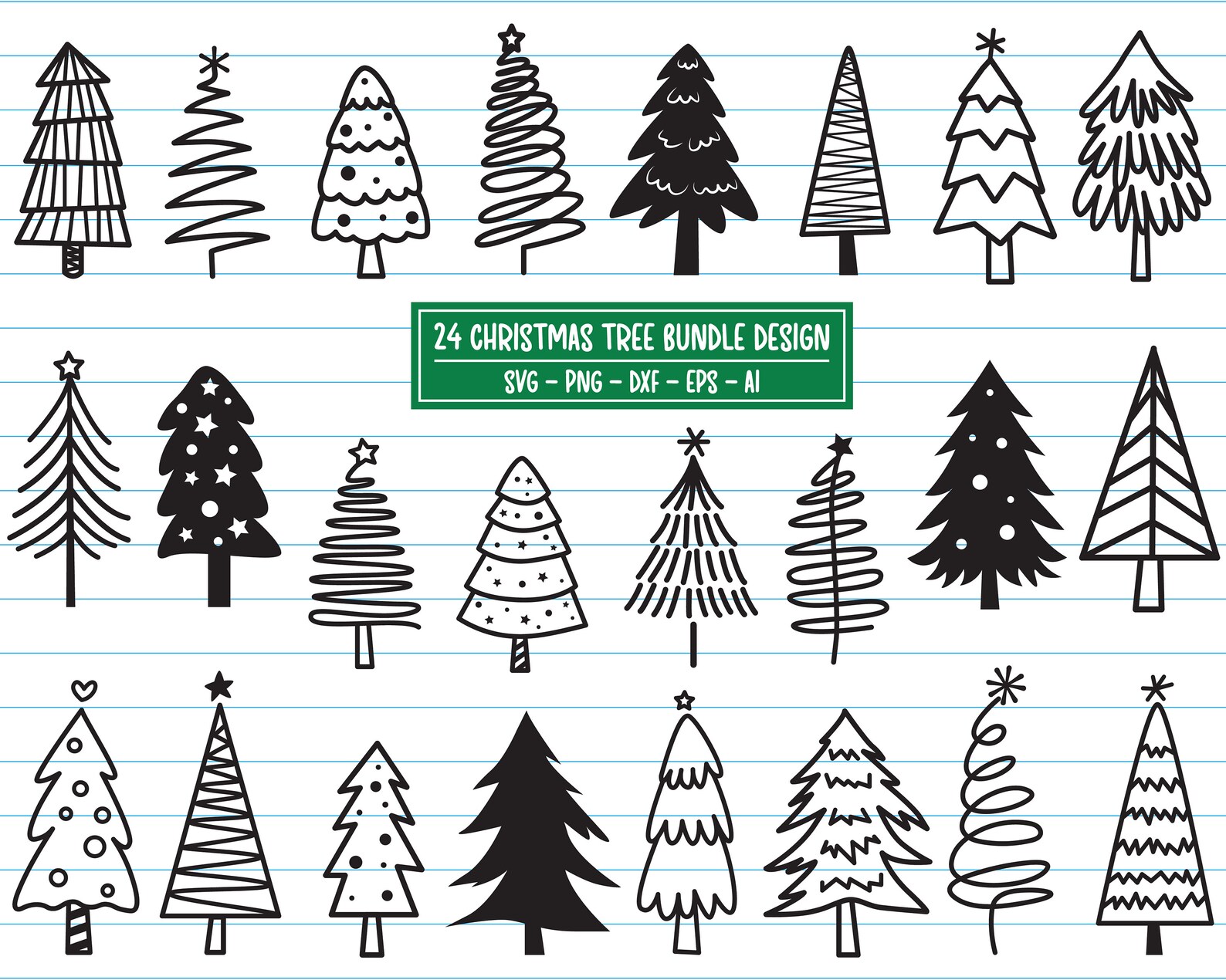 24 Christmas Tree Svg Bundle Christmas Svg Files Christmas - Etsy