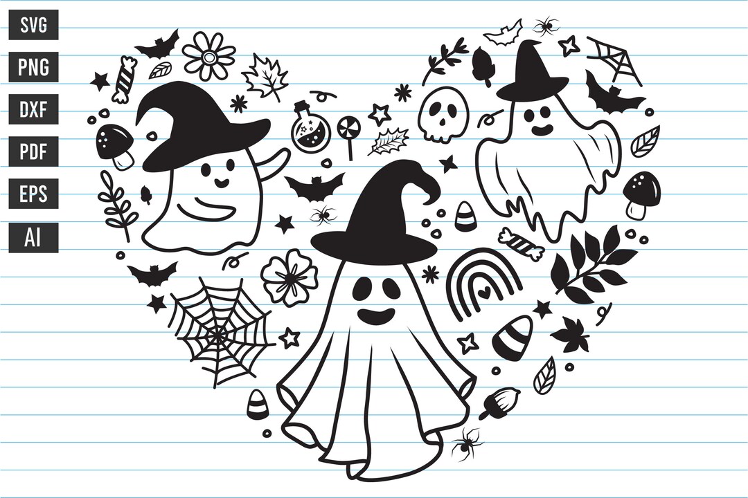 Halloween Svg, Halloween Heart Svg, Halloween Shirt Svg, Ghost ...