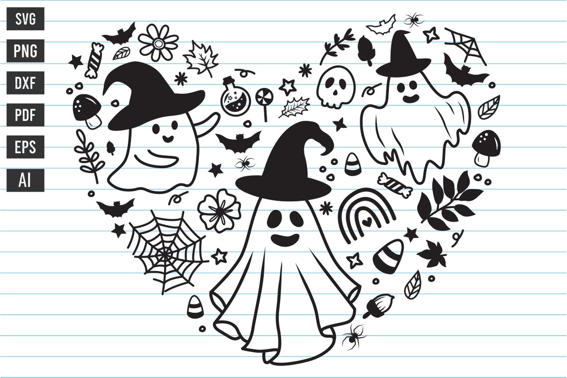 Halloween Svg, Halloween Heart Svg, Halloween Shirt Svg, Ghost ...