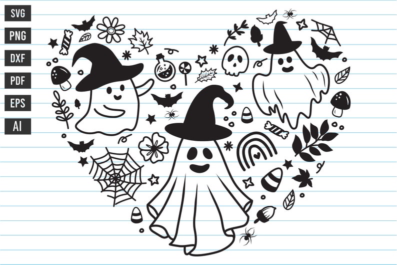 Halloween Svg Halloween Heart Svg Halloween Shirt Svg Ghost - Etsy