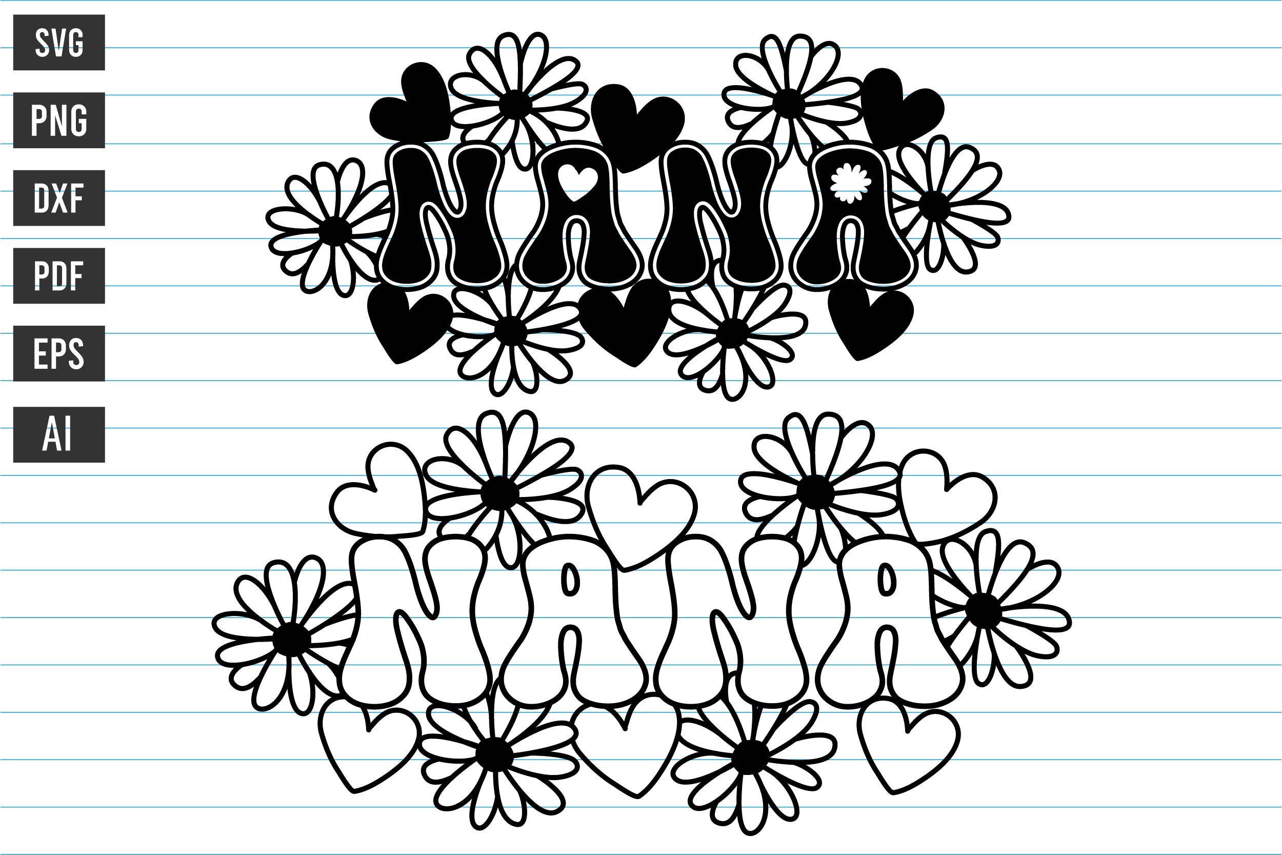 Nana Flower SVG: Grandma Floral Shirt Design (digital Files) - Etsy