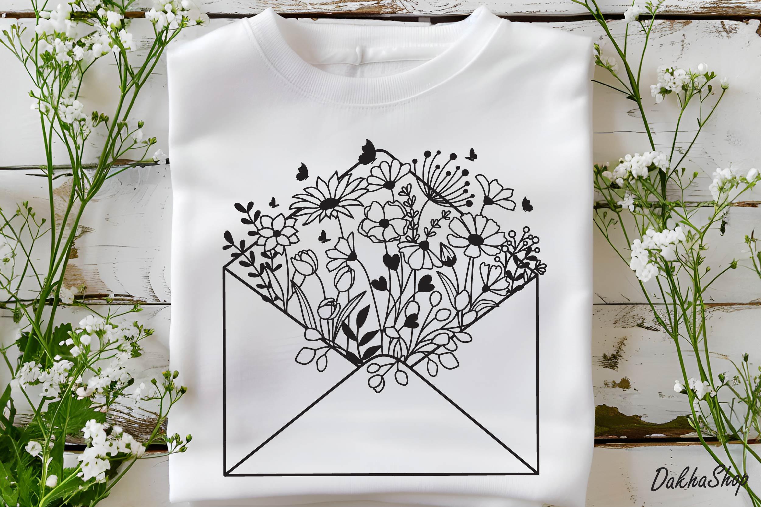 Wildflower Envelope Svg, Flower Svg, Wildflower Svg, Flower Envelope ...