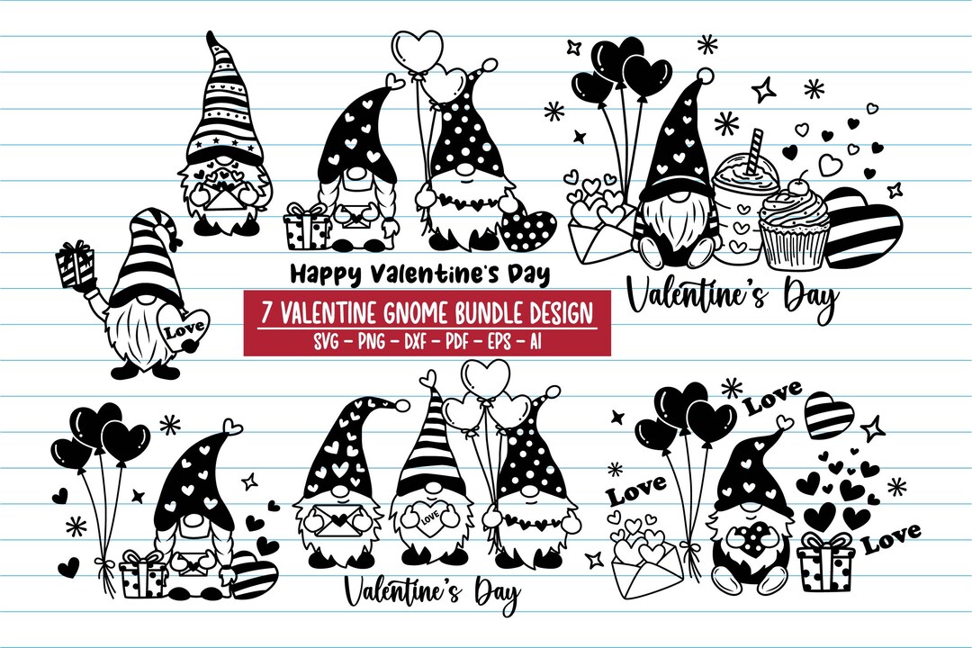 Valentine Svg Bundle, Gnome Valentine Svg, Love Gnome Svg, Valentines ...