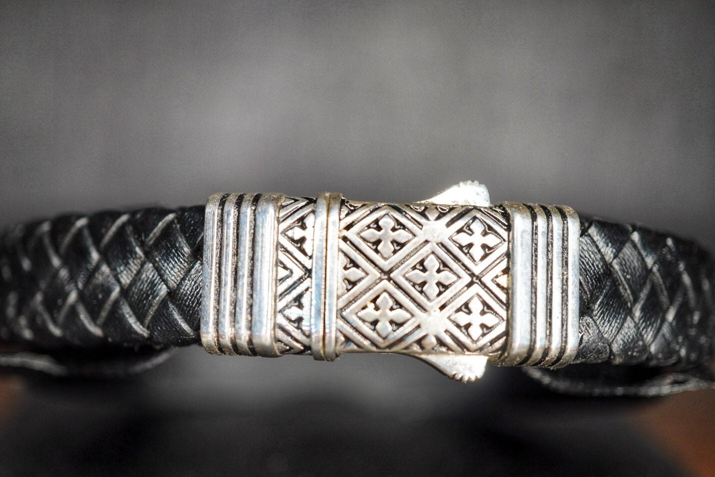 Assyrian Alphabet Sterling Silver and Leather Bracelet. - Etsy
