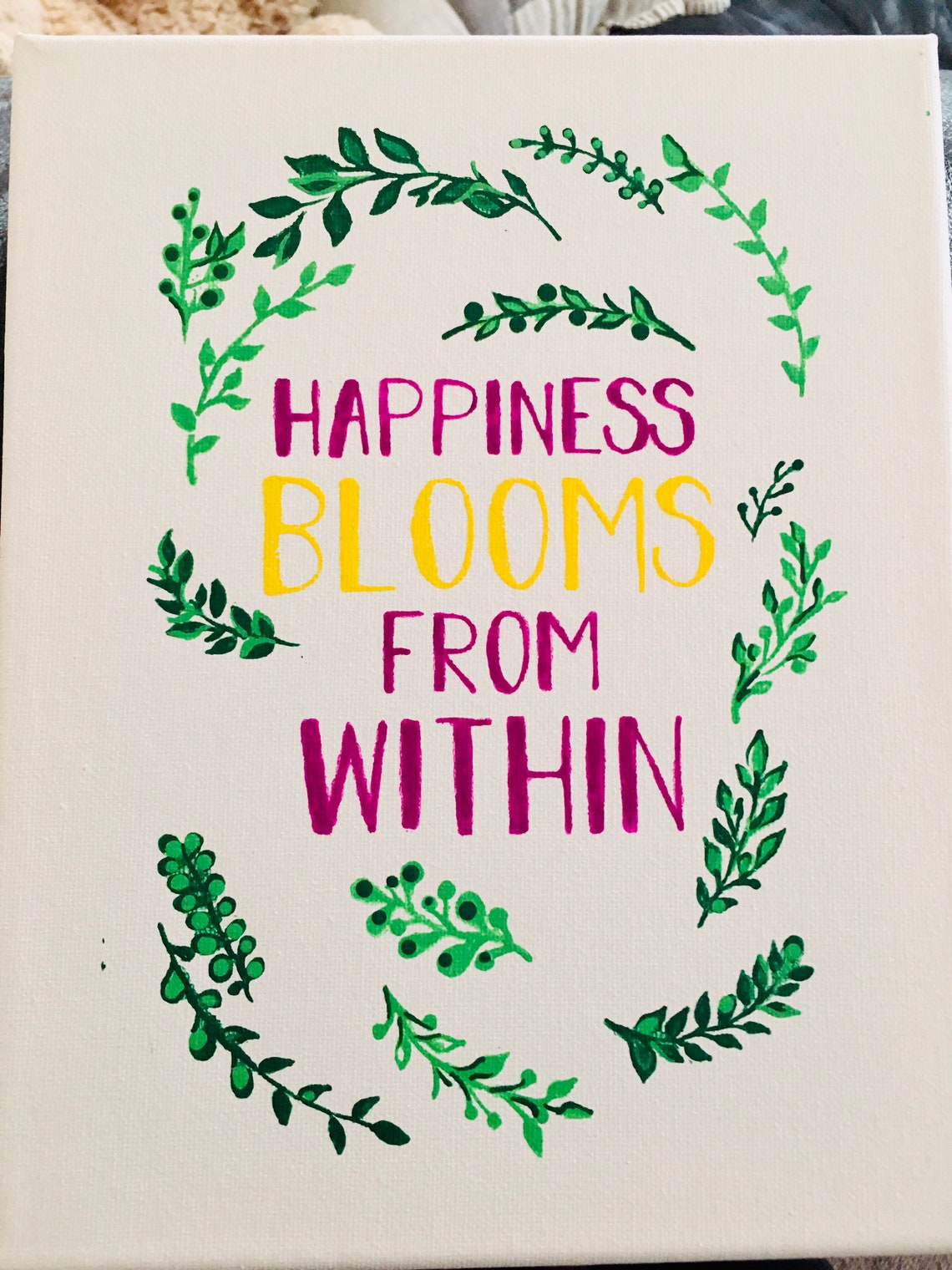Hand-painted Wall Decor Happiness Blooms from Within | Etsy