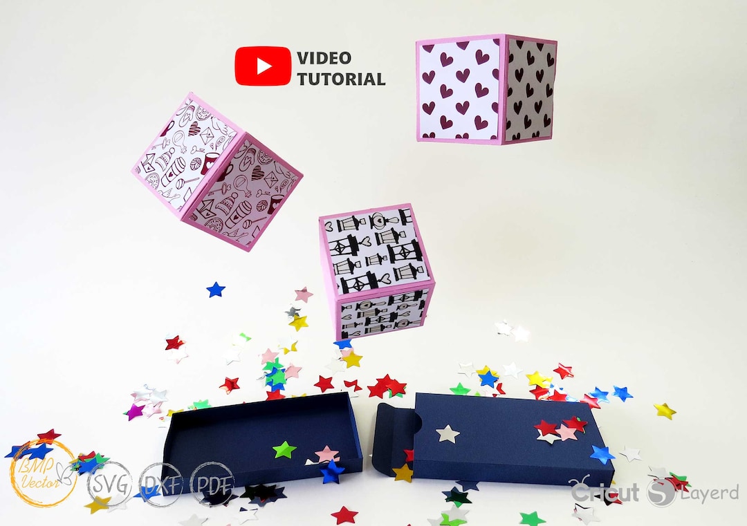 Jumping Box Pop up Cube SVG Template: Valentine Photo Frame (digital ...