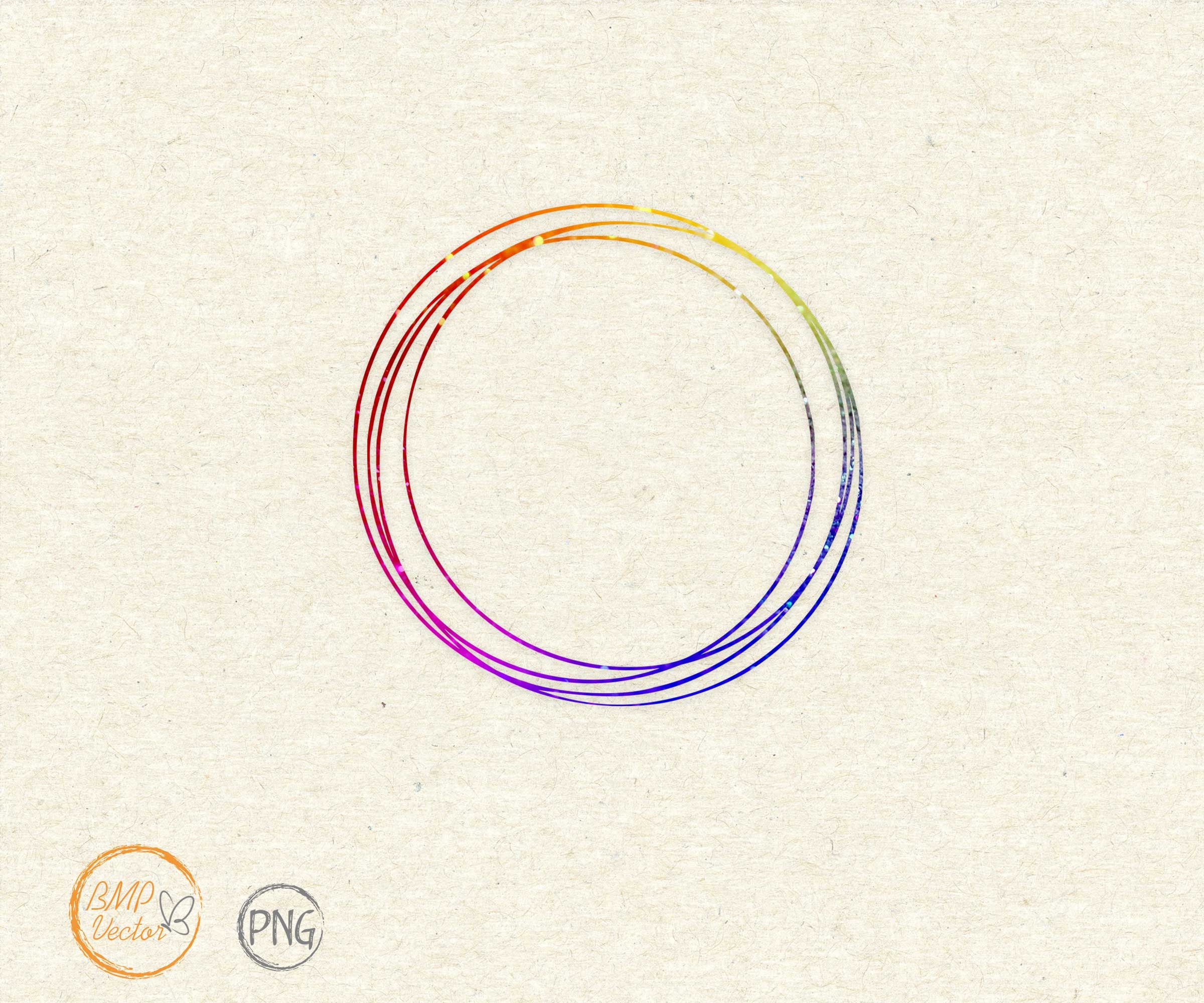 Doodle Circle Frame SVG: Multicolor PNG Cricut Silhouette (digital ...