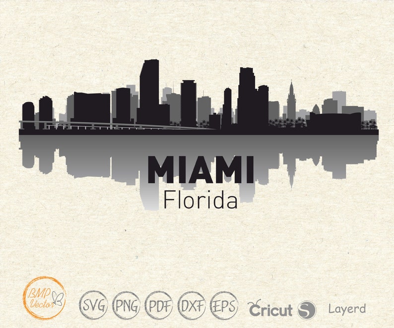 Miami Svg Miami Skyline Svg Florida Svg City Skyline - Etsy