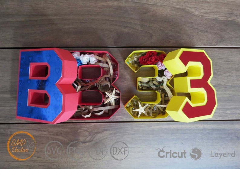 3D Alphabet Box A-Z 0-9 Box SVG Template Die Cut Template - Etsy