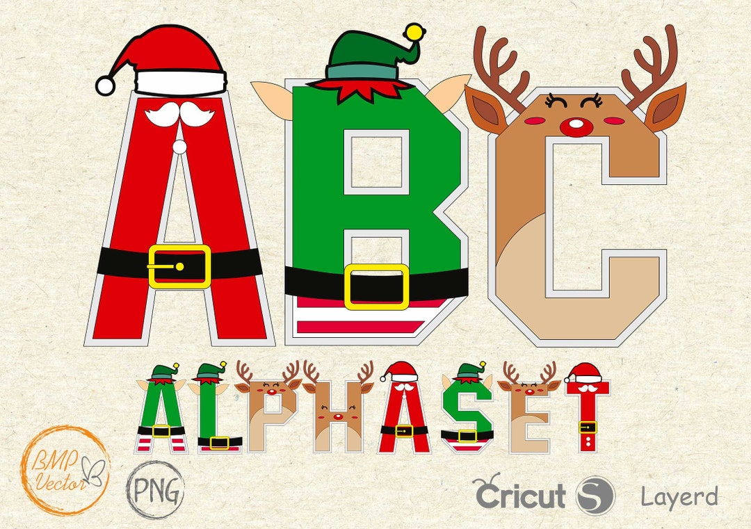 Christmas Letters, Santa Sublimation Font, Xmas Alpha Bundle, Reindeer ...
