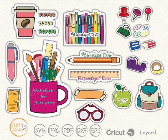 Clip Art & Image Files Teacher sticker svg Teacher gift Back to school ...