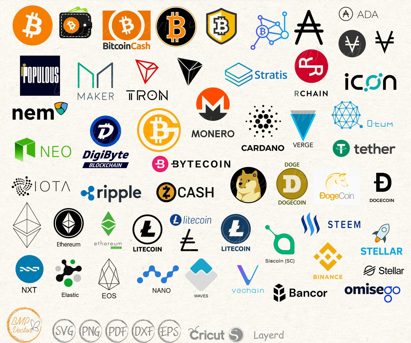 Cryptocurrency Svg Bitcoin Ethereum Cardano Litecoin Dogecoin - Etsy