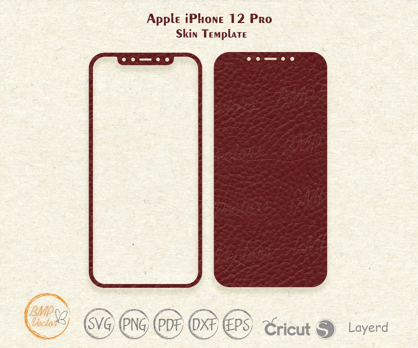 IPhone 12 Pro skin cover svg cut template vector Apple | Etsy