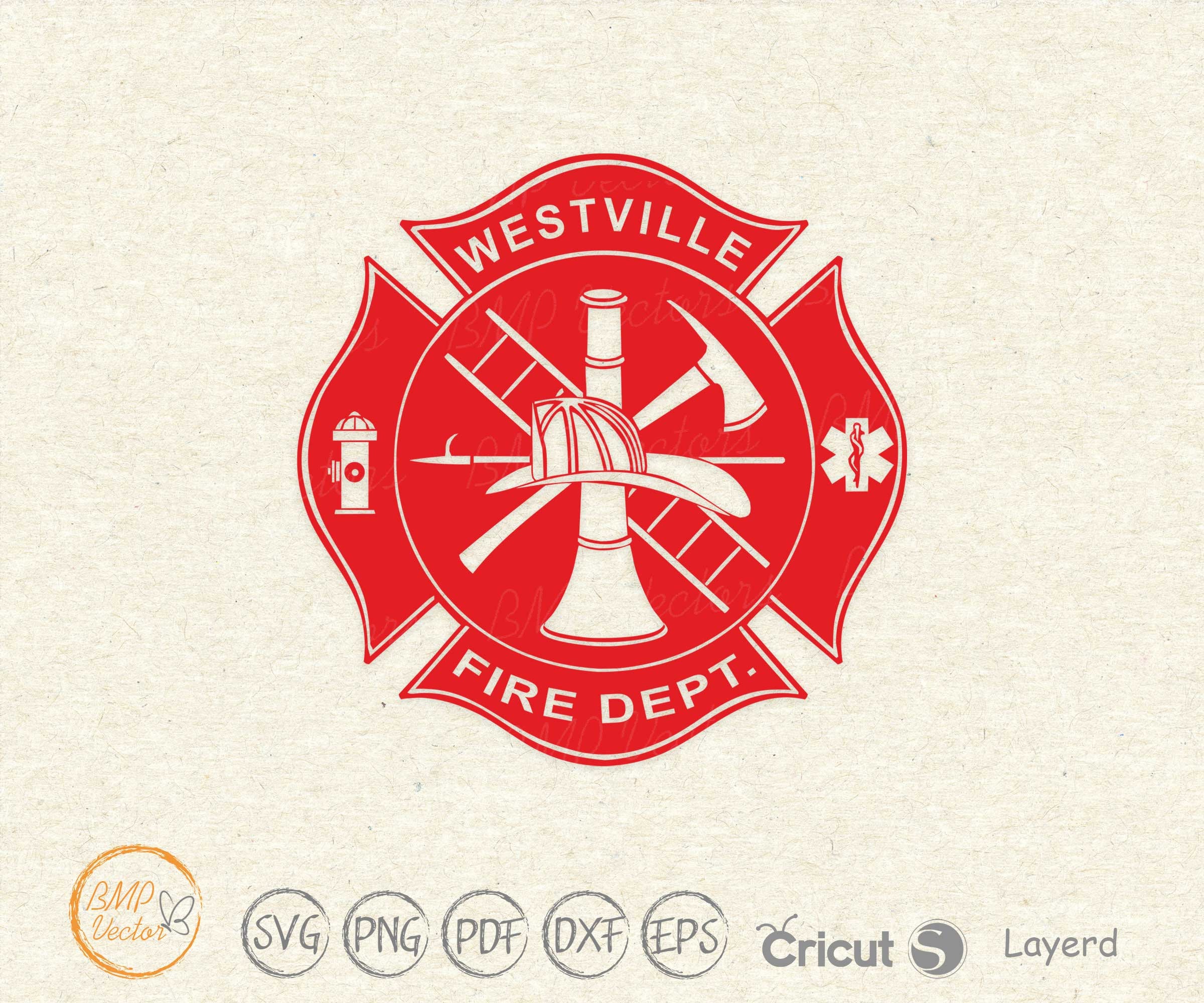 Fire Department Maltese Cross SVG: Firefighter Logo Vector (digital ...